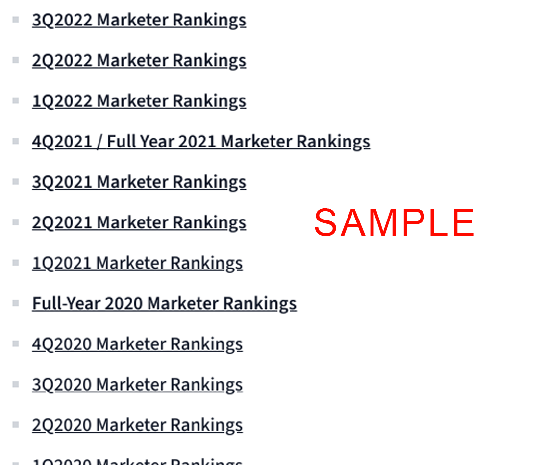 Rankings of North American Natural Gas Marketers Index Rankings of North American Natural Gas Marketers Index